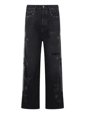 Amiri Bones Studded Baggy Jean Black