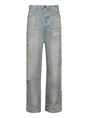Amiri Bones Studded Baggy Jean - Light  Blue