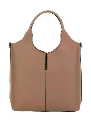 TOD'S Leather Shoulder Bag With Removable Strap - Neutrals