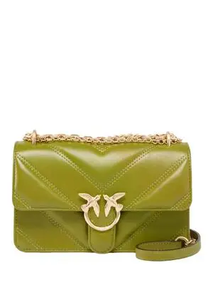 Pinko Chevron-quilted Leather Crossbody Bag - Green