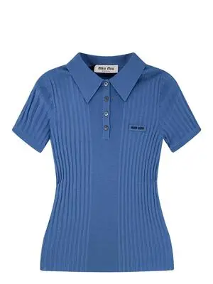 Miu Miu Virgin Wool Polo Shirt - Blue