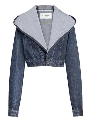 Alaïa Hooded Denim Jacket - Blue