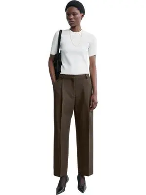TOTEME Pleated Straight Trousers - Bark