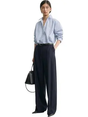 TOTEME Wide Flannel Trousers - Navy