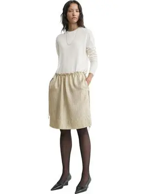 TOTEME Striped Mini Skirt Beige