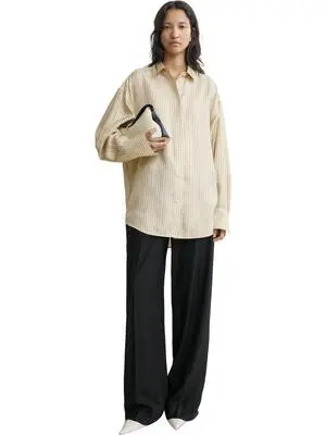 TOTEME Oversized Striped Shirt - Beige,brown
