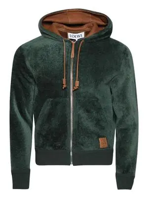 Loewe Hooded Zip-up Shearling Jacket - Green