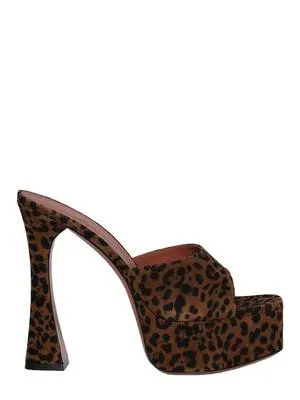 Amina Muaddi Dalida Plateau Suede Slippers - Leopard