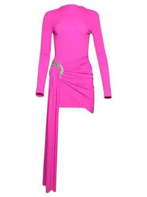 David Koma Drape Overlay Mini Dress With Crystal Spiral - Pink