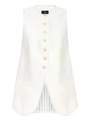 Etro Button-fastening Waistcoat With Crochet Trim - White