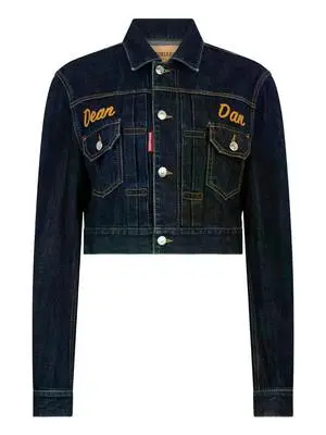Dsquared2 Cropped Denim Jacket With Embroidered Detailing - Blue