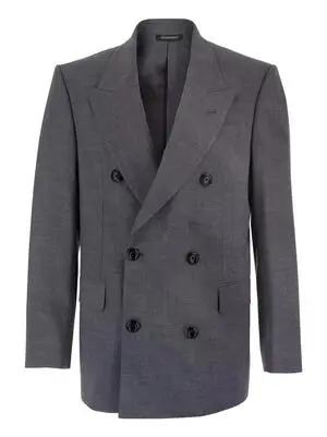 Emporio Armani Double-breasted Peak-lapels Blazer - Grey