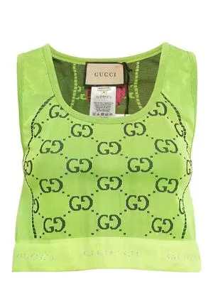 Gucci Jacquard Weave Crop Top - Green
