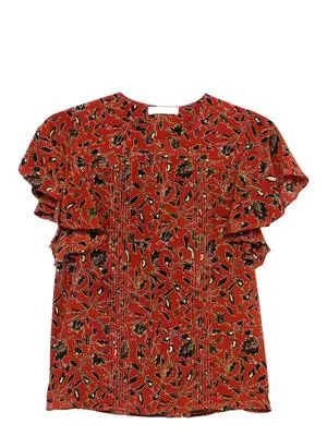 ULLA JOHNSON Adoni Floral Ruffled Top