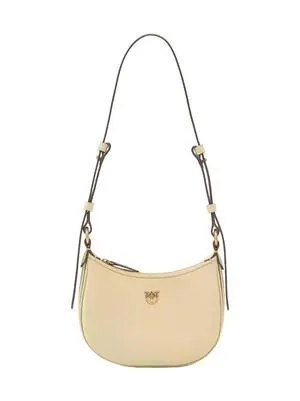 Pinko Logo Plaque Shoulder Bag - Neutrals