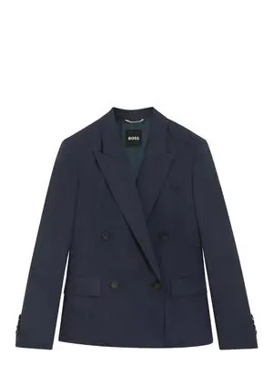 BOSS Double-breasted Blazer With Flap Pockets - Blue