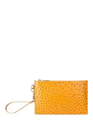 Roberto Cavalli Textured Clutch Bag With Wristlet Handle - Orange