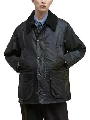 Barbour Corduroy Collar Cotton Jacket - Black