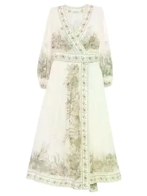 Zimmermann Floral Print V-neck Dress - Neutrals