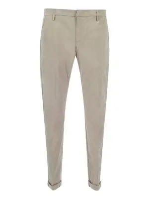 DONDUP Turn-up Cotton-blend Tapered Trousers - Neutrals