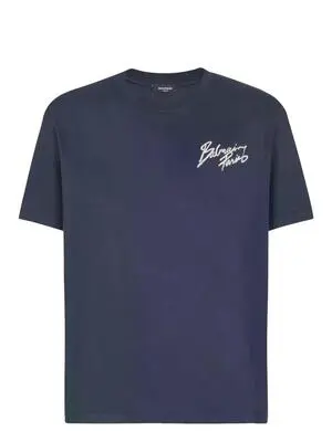 Balmain Printed Cotton T-shirt - Blue