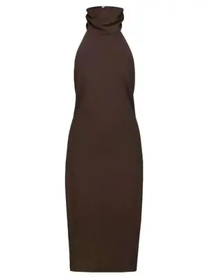 DRHOPE Halterneck Backless Dress - Brown
