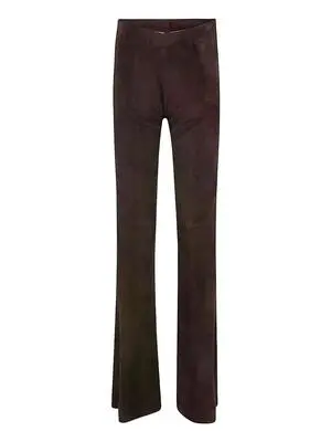 Stouls Suede Straight-leg Trousers - Brown