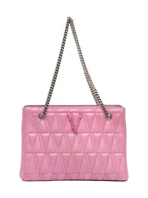 Versace Quilted Leather Virtus Tote Bag - Pink