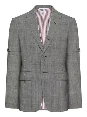 THOM BROWNE Prince Of Wales Fresco Wool Sport Coat With Armbands