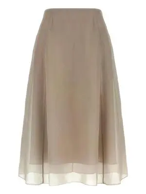 Brunello Cucinelli Circle Semi-transparent Skirt - Neutrals