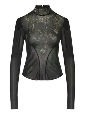 Rabanne Beaded Long-sleeved Top - Black