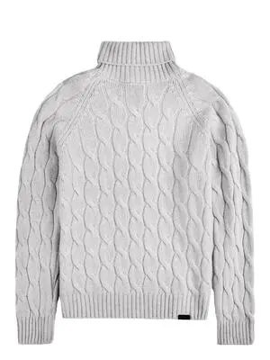 FAY Cable Knit Roll-neck Sweater - Grey
