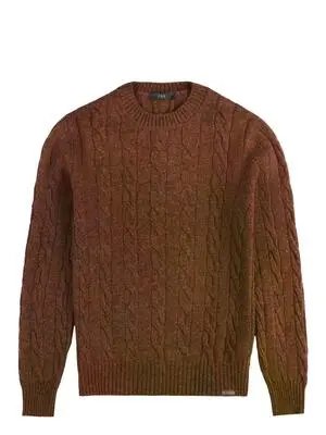 FAY Cable-knit Crew-neck Sweater - Brown