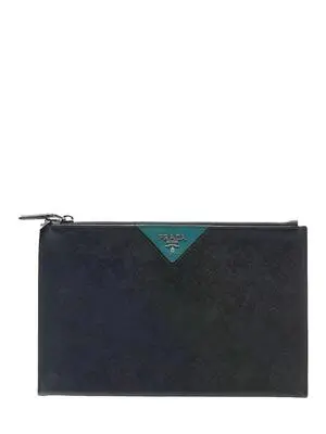 Prada Saffiano Leather Clutch Bag - Black