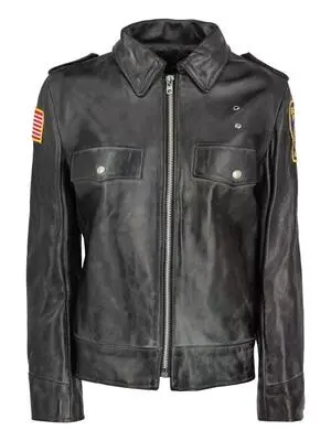 VANSON Leather Patrol Motorcycle Jacket - Black