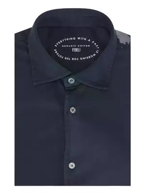 Fedeli Buttoned Collared Shirt - Blue