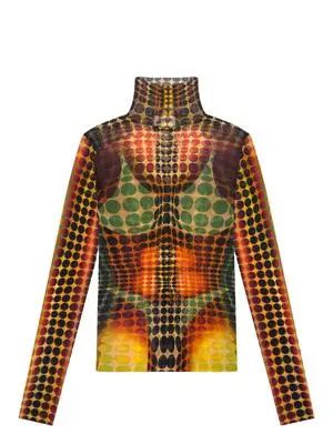Jean Paul Gaultier Long-sleeve Dots Mesh Top - Yellow