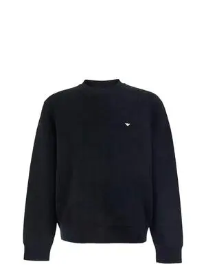 Emporio Armani Logo-embroidered Crew-neck Sweatshirt - Black