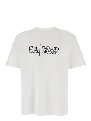 Emporio Armani Crew-neck Logo-embroidery T-shirt - White