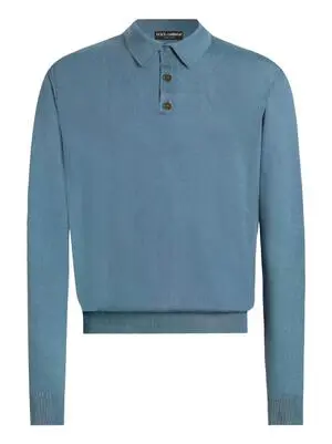 Dolce & Gabbana Long-sleeve Knitted Polo Shirt - Blue