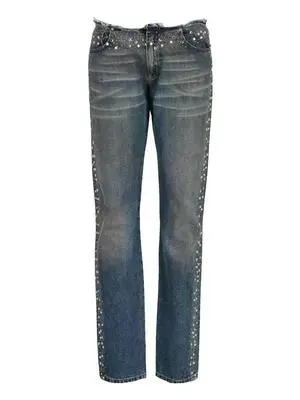 VOYAGE ET CIE Gem Embellished Straight Leg Jeans - Blue