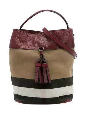 Burberry Mega Check Ashby Bucket Bag Satchel - Brown
