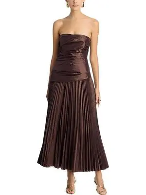 Simkhai Arie Strapless Bustier Midi Dress - Chocolate