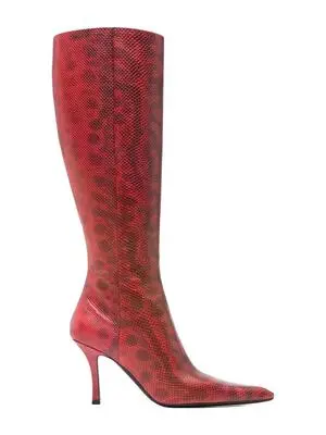 ALEXANDER WANG Snakeskin-effect Knee-high Boots - Red