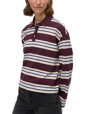 Vero Moda Long Sleeve Polo Top - Wine