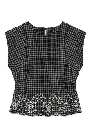 Vero Moda Olga Round Neck Sleeveless Top - Black Checks