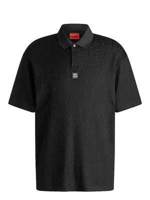 Hugo Dallovo Short Sleeve Textured Polo Shirt - Black