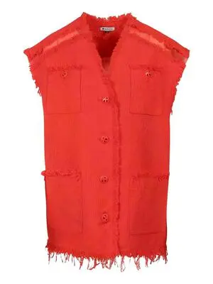 KRIZIA Fringed Belt-detail Top - Red