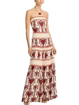Johanna Ortiz Another Chance Linen Maxi Dress - Ecru/marsala
