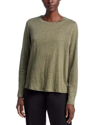 Eileen Fisher Long Sleeve Linen Tee - Bay Leaf